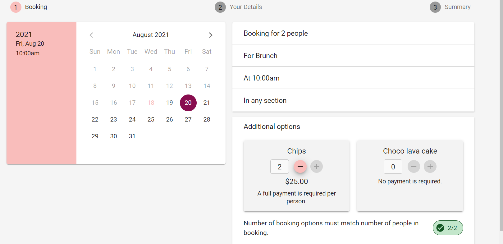 Upsell Booking Options